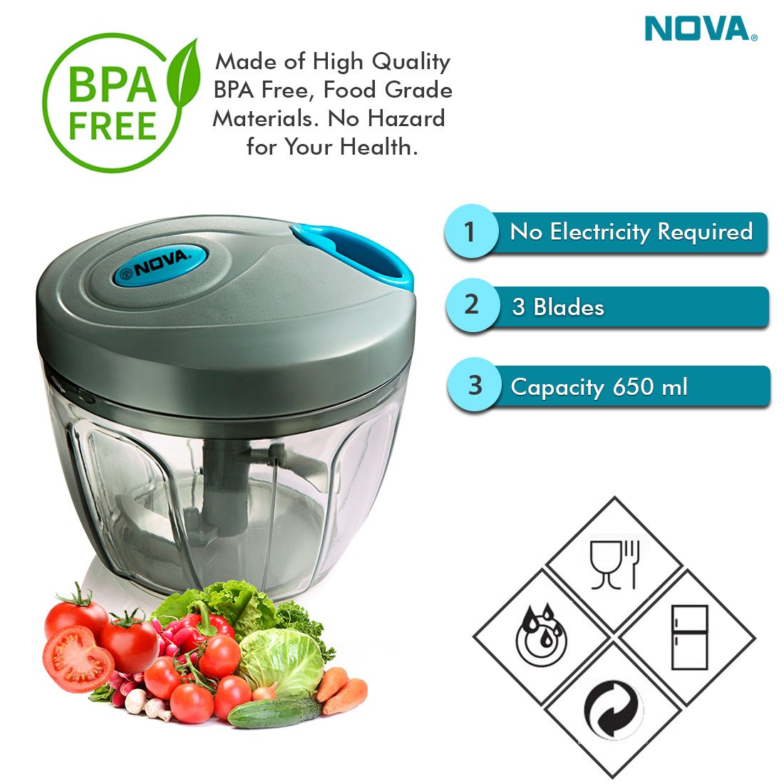 Nova NHC 650 Handy Vegetable Chopper | Hand Chopper – Nova India